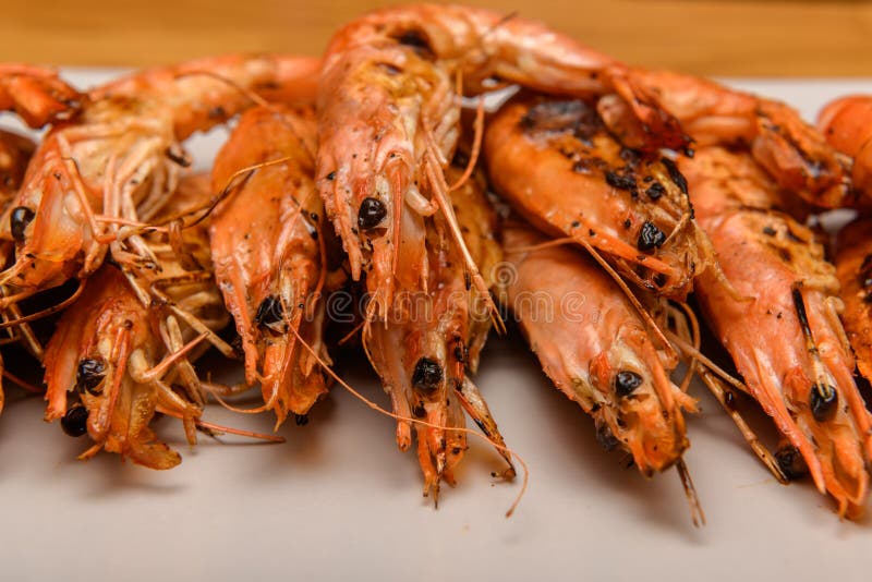 Freshly Cooked Whole Prawns on a Platter Stock Photo - Image of fish ...