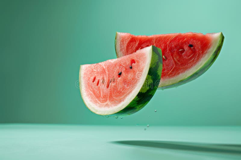 Freshly Cut Watermelon on a Green Background Stock Illustration ...