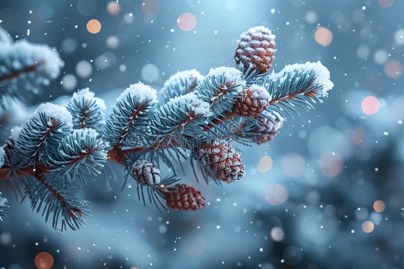Freshly Fallen Snow on a Pine Branch Stock Photo - Image of freshly ...