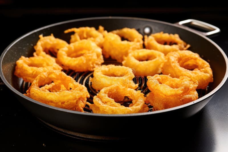 Freshly Fried Onion Rings Straight from Pan Stock Image - Image of ...