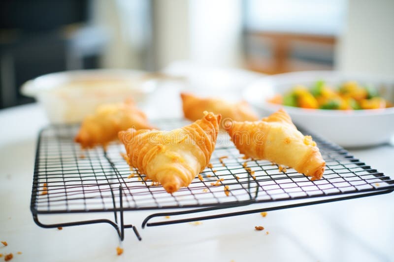 Freshly Fried Samosas on a Wire Cooling Rack Stock Illustration ...