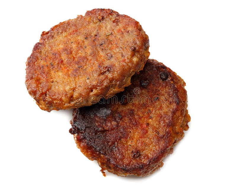 Freshly Grilled Burger Meat Isolated on White Background. Top View ...