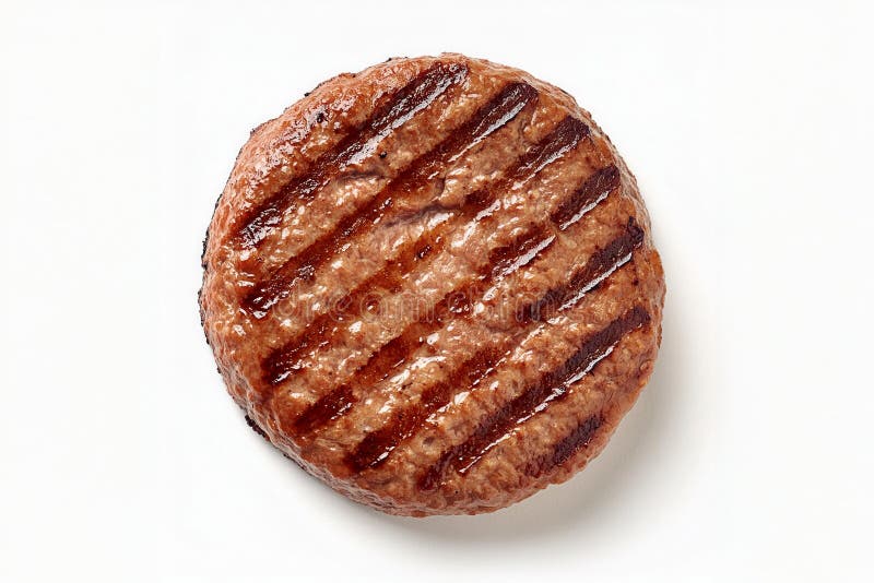 Freshly Grilled Burger Meat Isolated on White Background, Top View ...