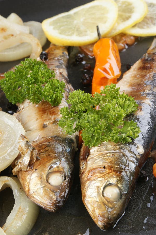 Freshly Grilled Sardines Prepared As Food Stock Photo - Image of fish ...