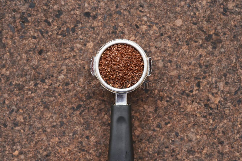 Freshly Ground Coffee Beans in a Metal Filter and Different Coffee ...