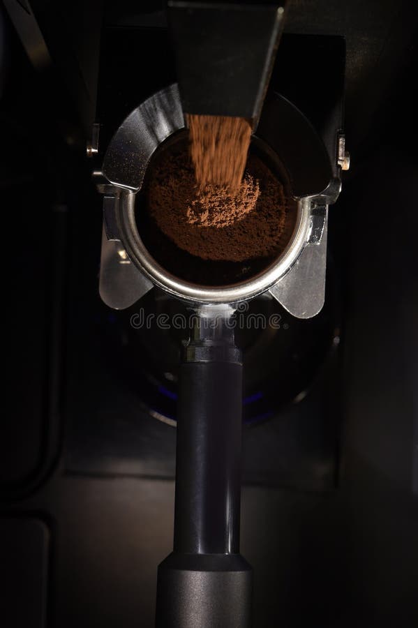 Freshly Ground Coffee Beans in a Porta Filter Stock Photo - Image of ...