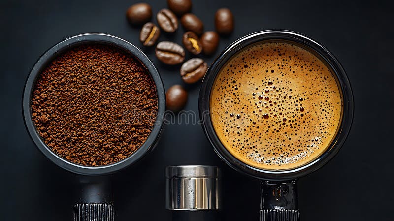 Freshly Ground Coffee and Brewed Espresso Showcase Rich Textures and ...