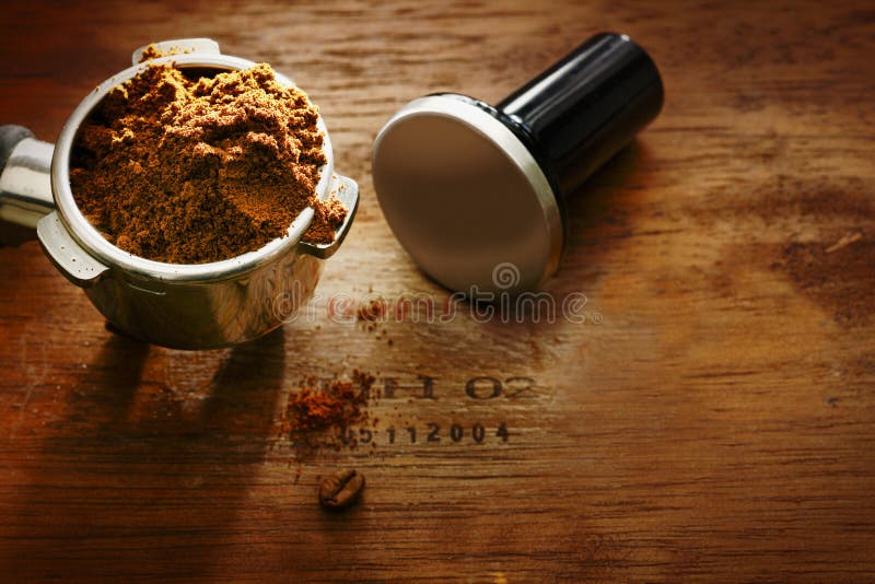Freshly Ground Coffee in a Metal Filter Stock Photo - Image of beans ...