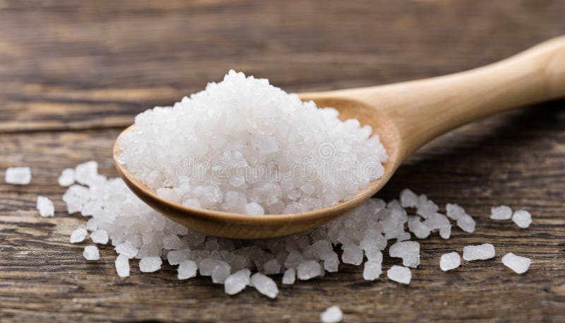 Freshly Ground Salt Crystals in a Wooden Bowl Stock Photo - Image of ...