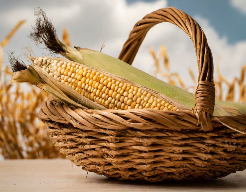 Freshly Harvested Corn on the Cob in a Rustic Setting Stock Photo ...