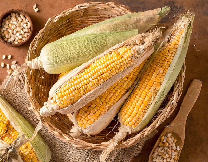 Freshly Harvested Corn on the Cob in a Rustic Setting Stock Image ...