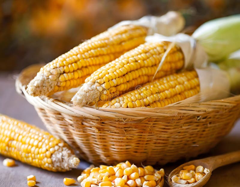 Freshly Harvested Corn on the Cob in a Rustic Setting Stock Image ...