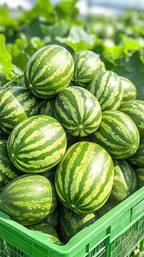 Freshly Harvested Green Watermelons in a Vibrant Farm Setting Stock ...