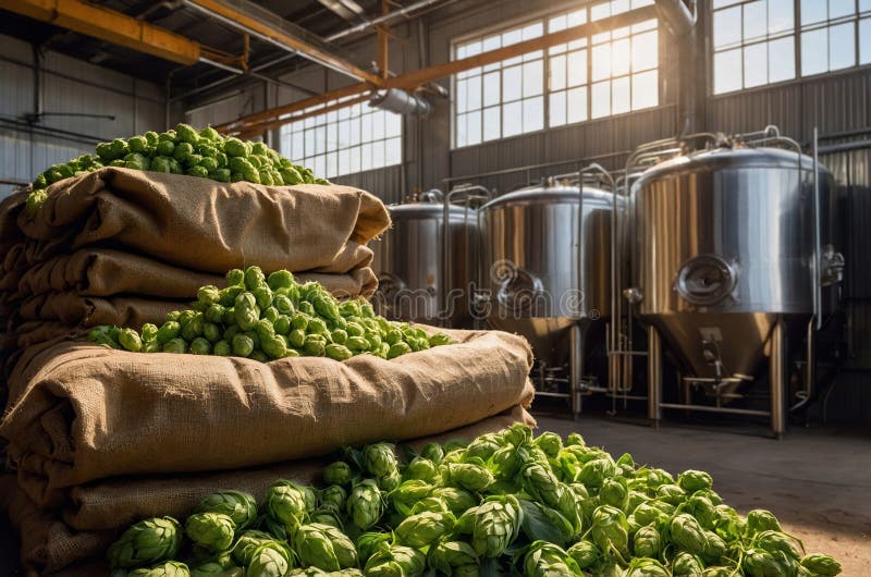 Freshly Harvested Hops Waiting for Processing in a Craft Brewery Stock ...
