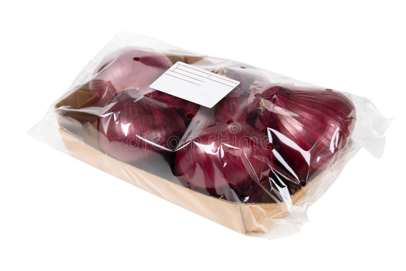 Freshly Harvested Packaged Red Onions on a White Isolated Background ...