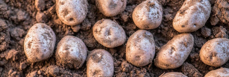 Freshly Harvested Potatoes Brown Soil Highlight Texture Earth Stock ...