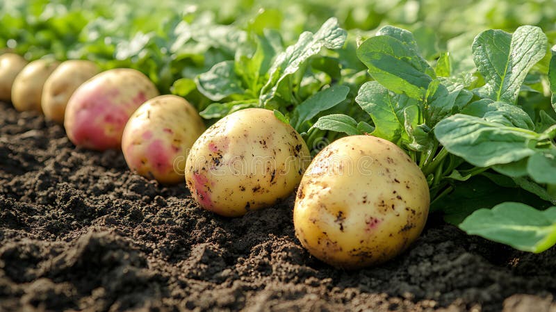 Freshly Harvested Potatoes Lying on the Ground in a Potato Field Stock ...