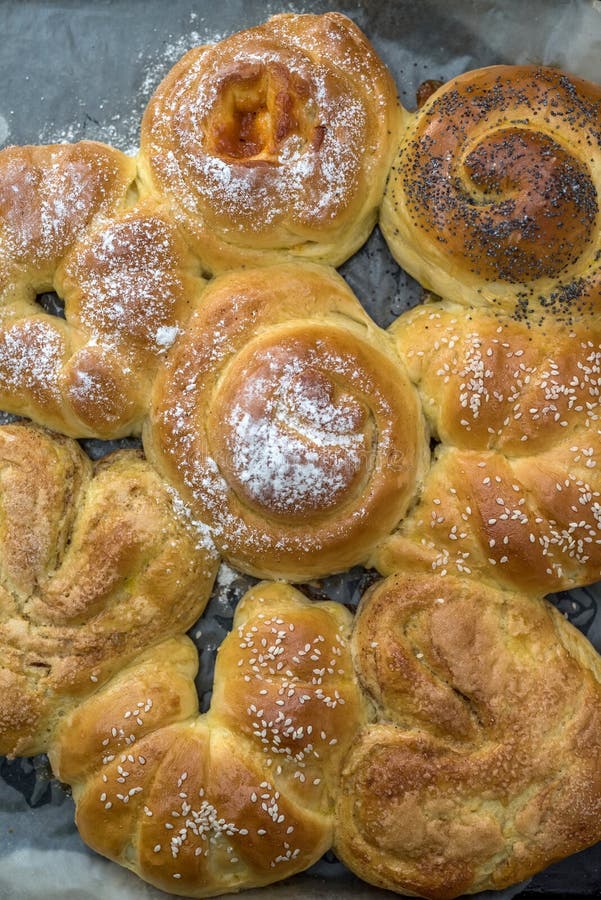 Freshly Homemade Baked Round Buns Stock Image - Image of baked ...