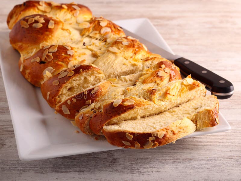 Freshly Homemade Braid Bread on Plate Stock Image - Image of cake ...