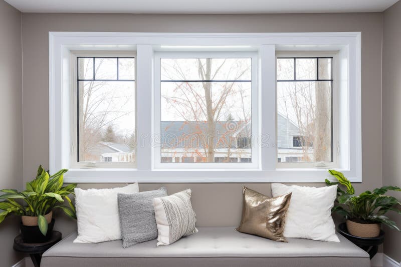 Freshly Installed Windows in a Renovated Home Stock Illustration ...