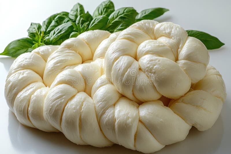 Freshly Isolated Braided Buffalo Mozzarella Cheese on Stock ...