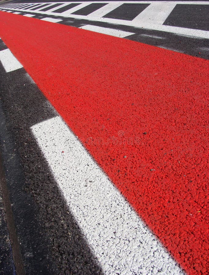 Freshly Laid Asphalt Road with Red Bicycle Path Stock Image - Image of ...