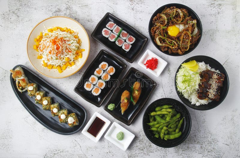 Freshly Made Assorted Japanese Food Stock Image - Image of seafood ...