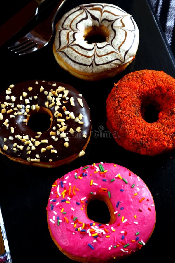 Freshly Made Assorted Sweet Donuts Stock Image - Image of chocolate ...