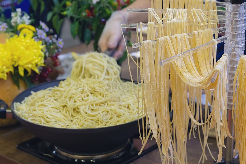 Freshly Made Different Delicious Pasta Stock Photo - Image of herb ...