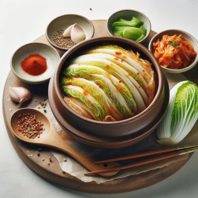 Freshly Made Napa Cabbage Kimchi, Authentic Korean Cuisine on White ...