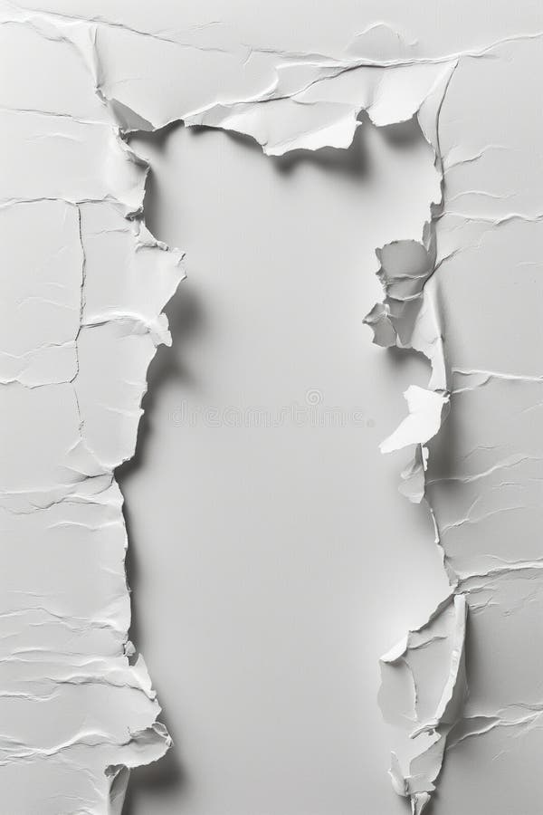 Torn White Paper Surface Reveals Contrast with Surrounding Wall ...