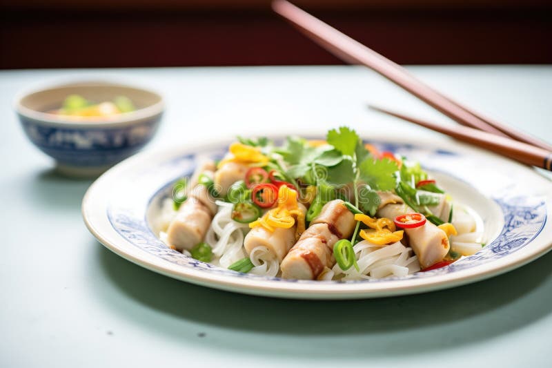 Freshly Made Rice Noodle Rolls on a Plate Stock Photo - Image of ...