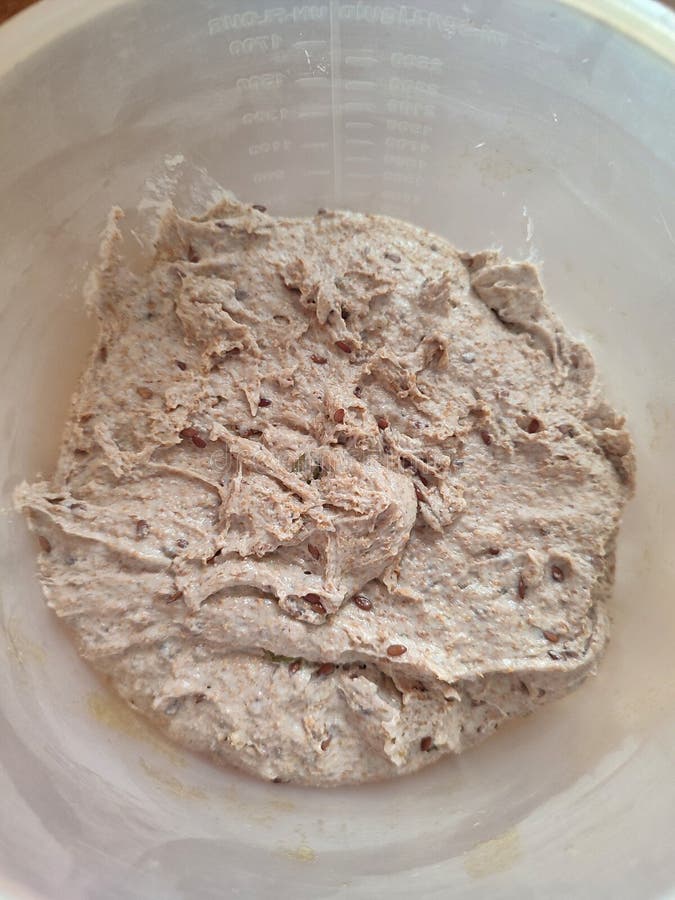 Freshly Mixed Sourdough Dough with Starter Ready for Fermentation in a ...