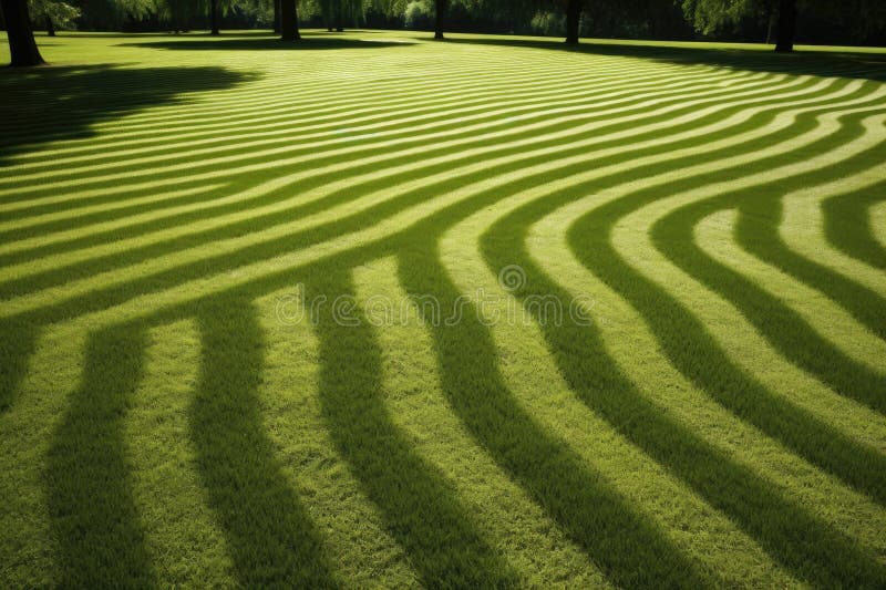 Freshly Mowed Lawn with Perfect Stripes Pattern Stock Illustration ...