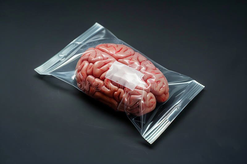 A Freshly Packaged Raw Pig Brain on a Black Surface Stock Photo - Image ...