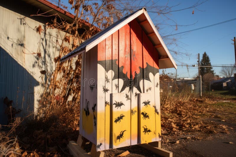 Freshly Painted Bat House Drying in Sunlight Stock Image - Image of ...
