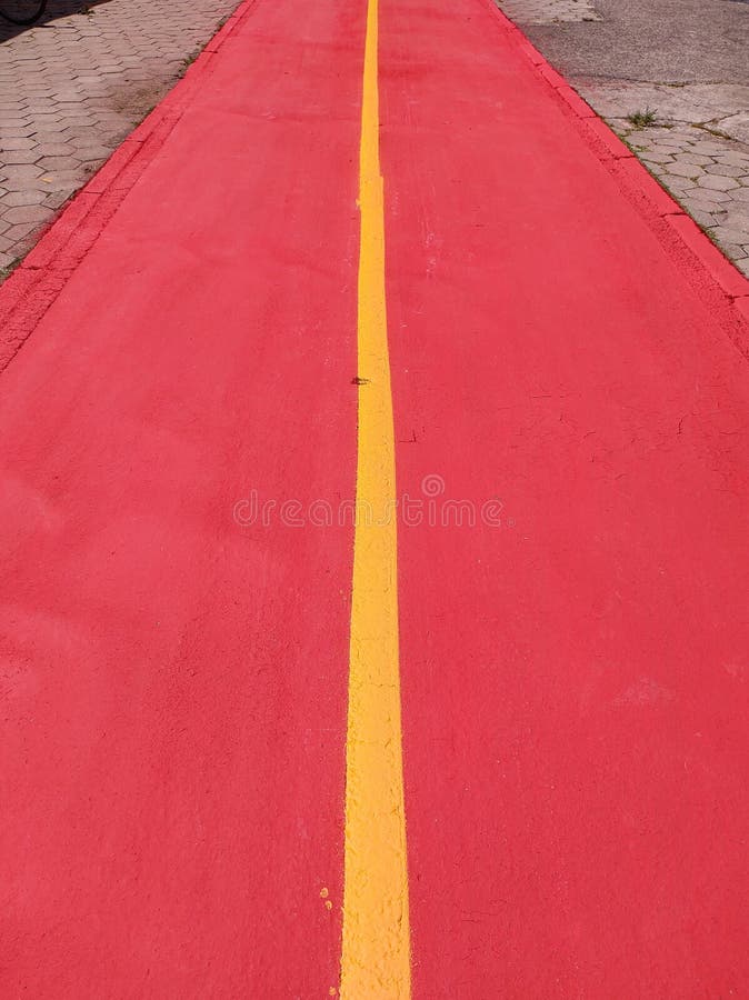 Freshly Painted and Empty Red Bike Path. Stock Photo - Image of ...