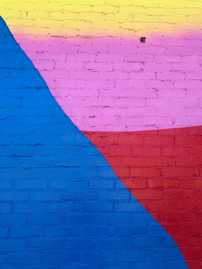 Freshly Painted Multi- Colored Brick Wall Stock Image - Image of brick ...