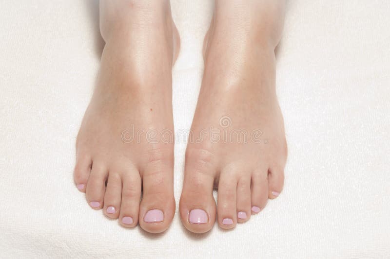 Freshly Painted Pink Toenails Stock Photo - Image of pampering, pink ...