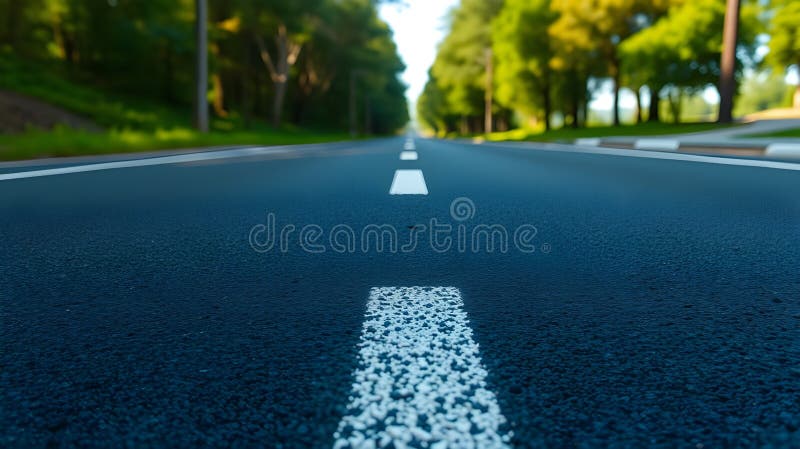 A Freshly Paved Road with Crisp White Lane Markings Stock Illustration ...