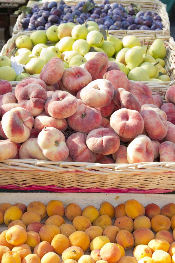 Freshly Picked Fruit on Market Stand Stock Photo - Image of texture ...