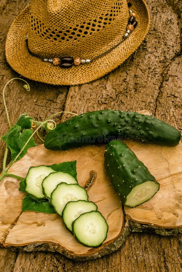 Organic Cucumbers Freshly Harvested on a Market Counter Stock Photo ...