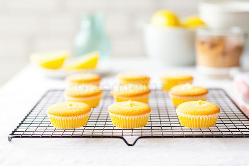 Freshly Piped Cupcakes on Cooling Rack Stock Photo - Image of frosting ...