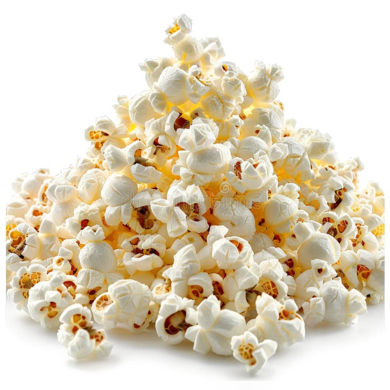 Freshly Popped Popcorn Pile Isolated on White Background Stock ...