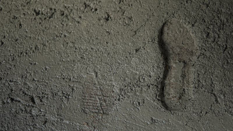 Freshly Poured Cement Surface with a Boot Print. Stock Image - Image of ...