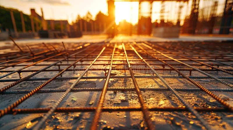 Freshly Poured Concrete at Construction Site during Sunset. Concept of ...