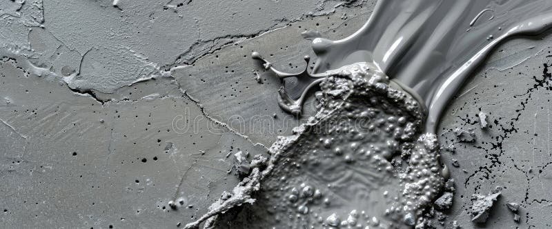 Freshly Poured Concrete Flows Smoothly Over a Textured Gray Surface ...