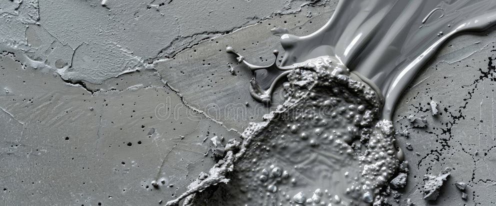 Freshly Poured Concrete Flows Smoothly Over a Textured Gray Surface ...