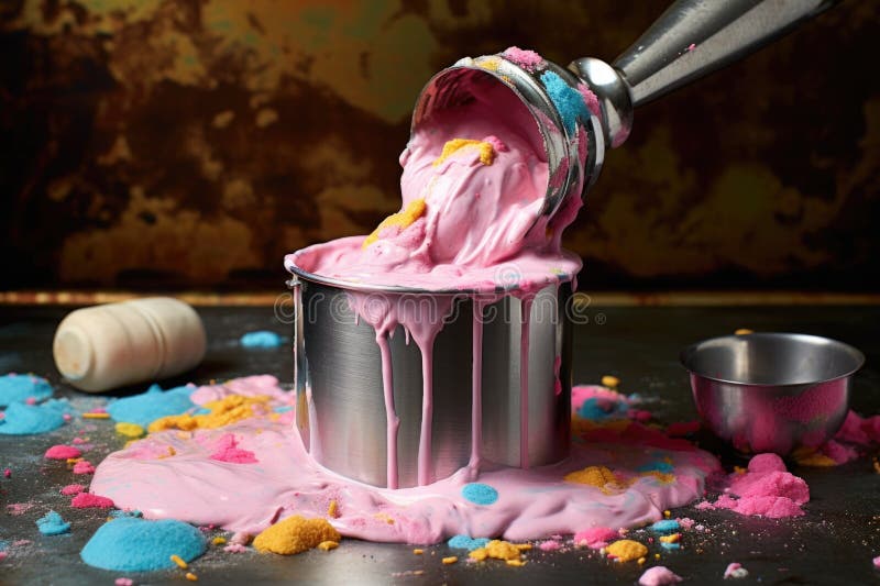 Freshly Poured Ice Cream Mix in a Metal Container Stock Illustration ...