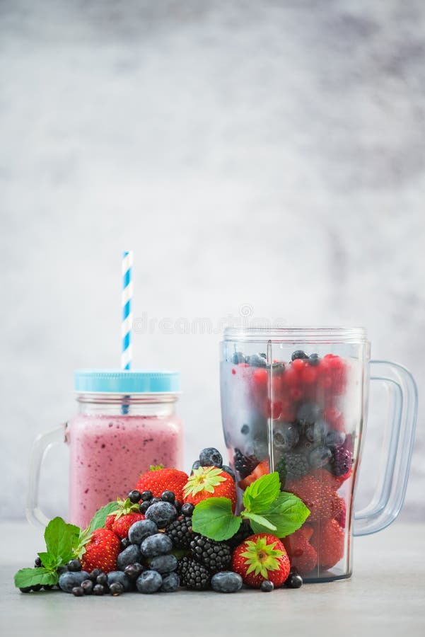 Freshly Prepared Homemade Berry Smoothie Stock Photo - Image of ...